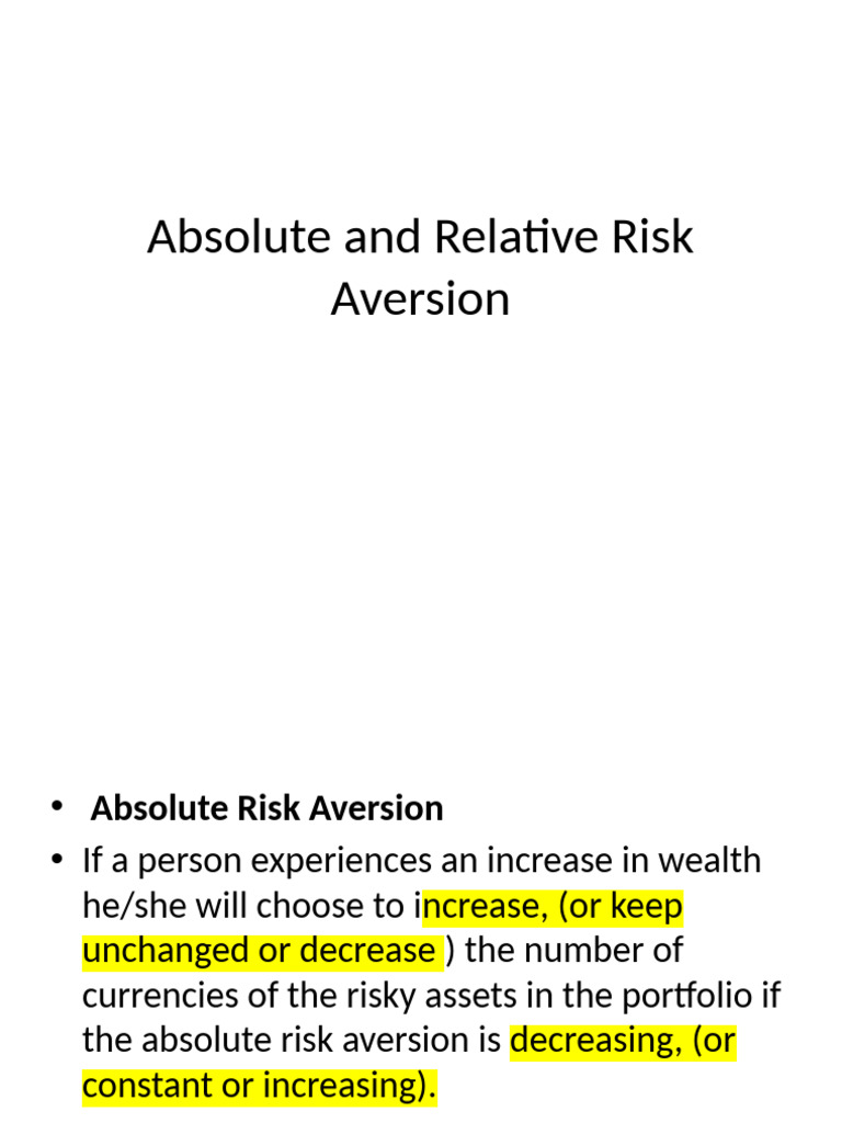 Absolute and Relative Risk Aversion-1 | PDF