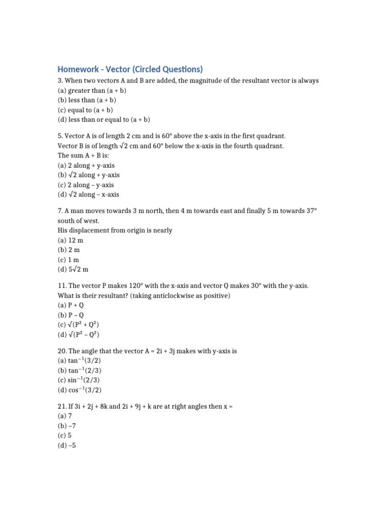 Vector Addition and Displacement Problems | PDF