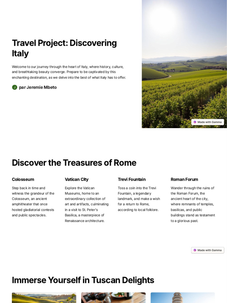 Travel Project Discovering Italy | PDF | Italy | Tuscany