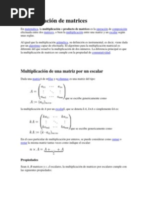 Matriz De Multiplicación Imprimible