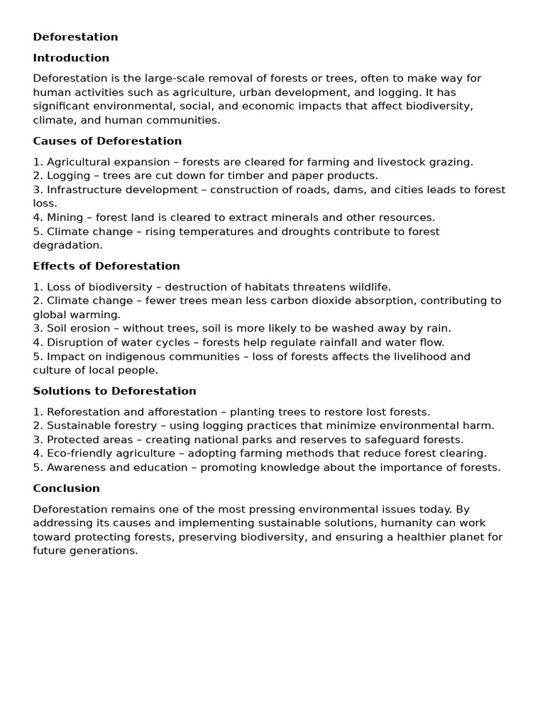 Deforestation Class Notes | PDF