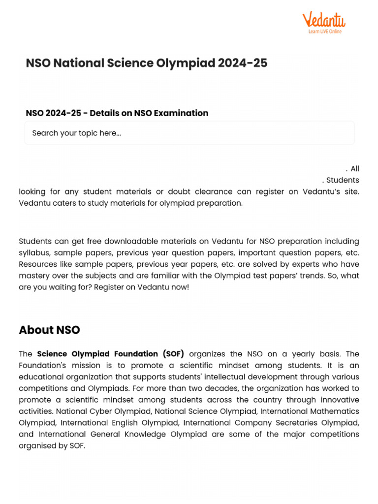 NSO National Science Olympiad 2026 | PDF