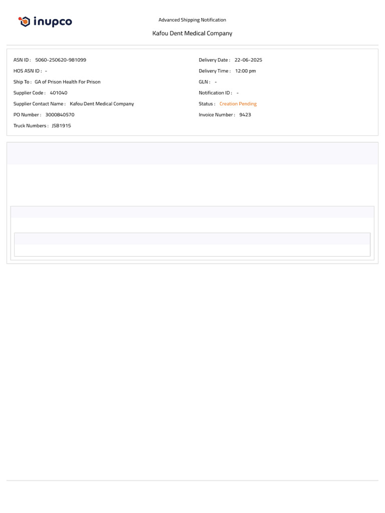 Advanced Shipping Notification for Dental Supplies | PDF