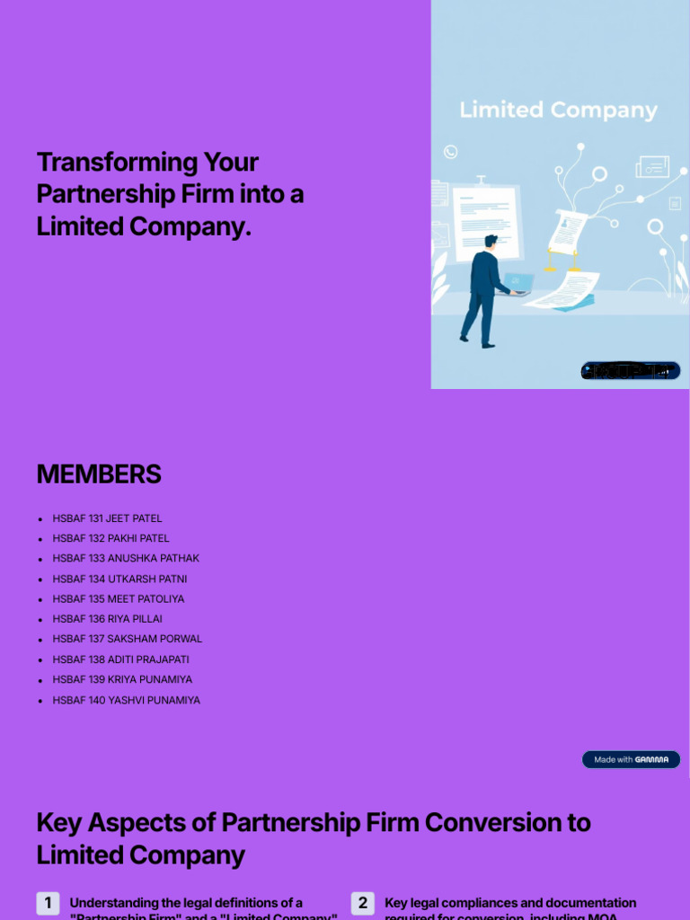 Convert Partnership Firm to Limited Company | PDF | Goodwill ...