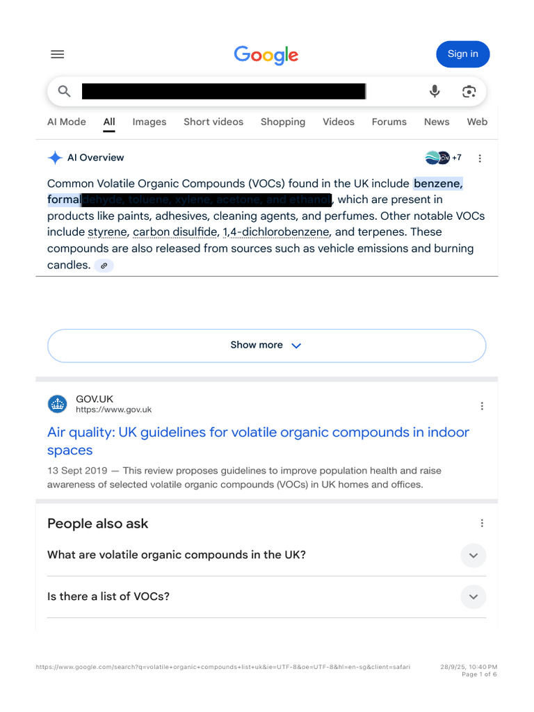 Volatile Organic Compounds List Uk - Google Search | PDF | Volatile ...