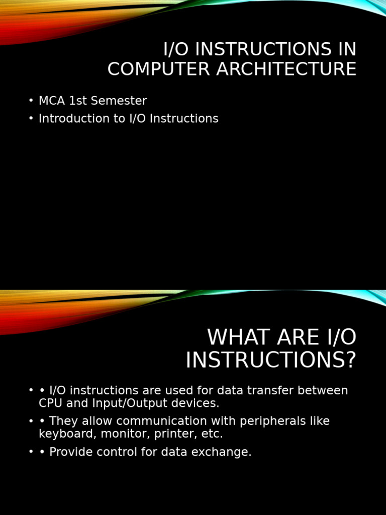 IO Instructions With Diagrams | PDF | Input/Output | Computer Hardware