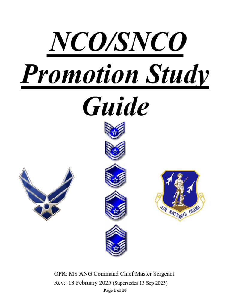 NCO/SNCO Promotion Study Guide | PDF | Sergeant | Non Commissioned Officer