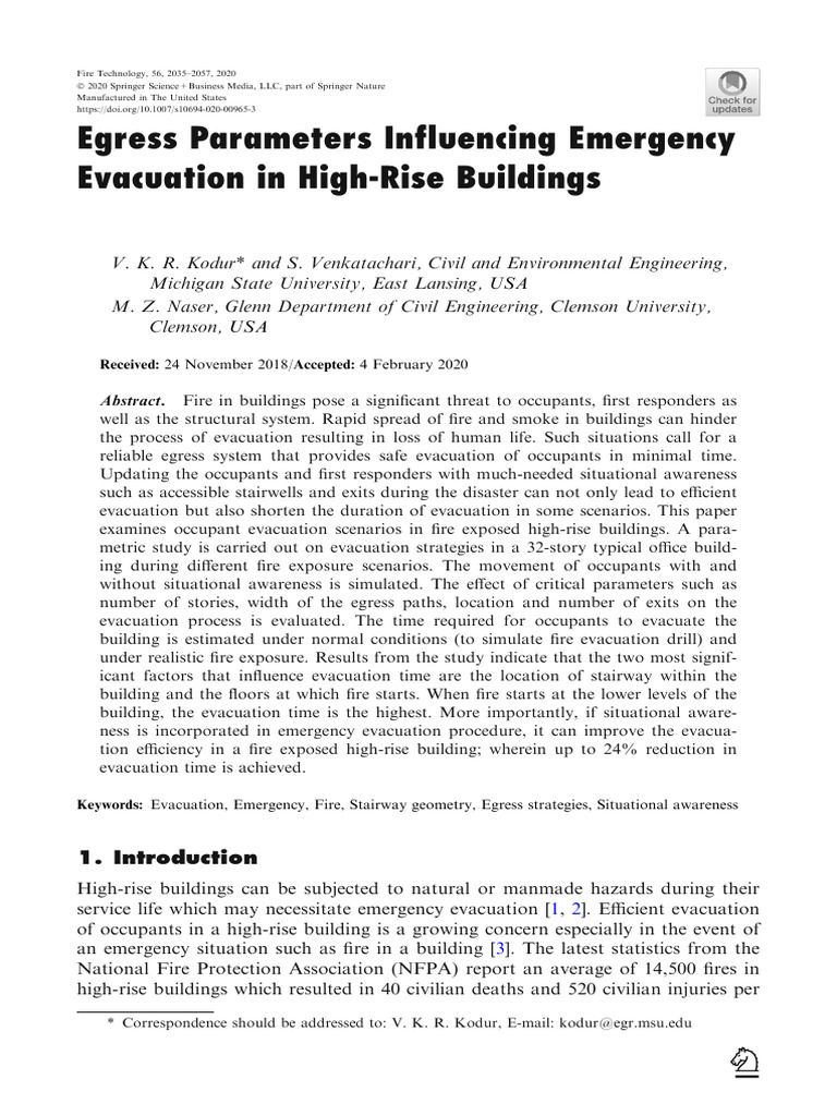 Egress Factors for High-Rise Evacuations | PDF | Stairs | Emergency ...