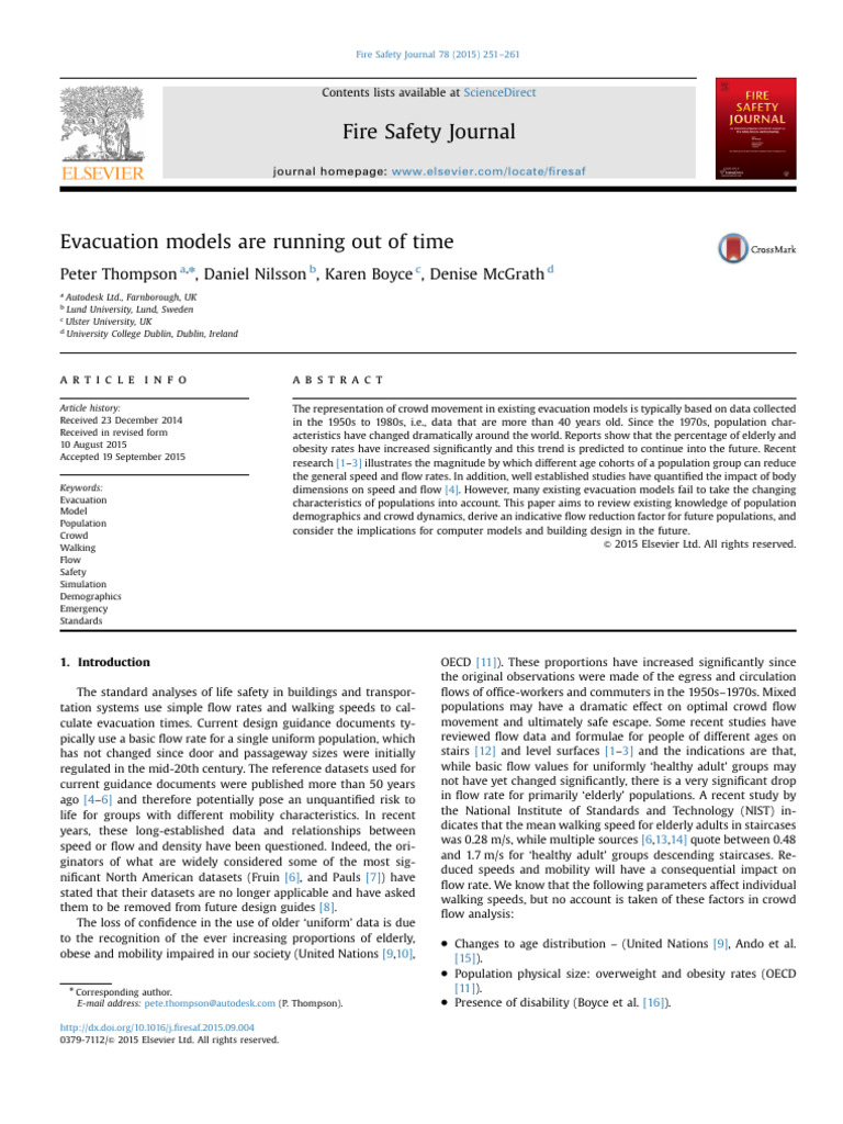 Evacuation Models Are Running Out of Time | PDF | Obesity | Demography