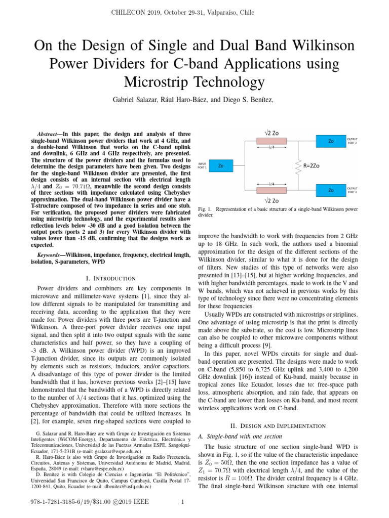 On The Design of Single and Dual Band WPDs For C-Band | PDF ...
