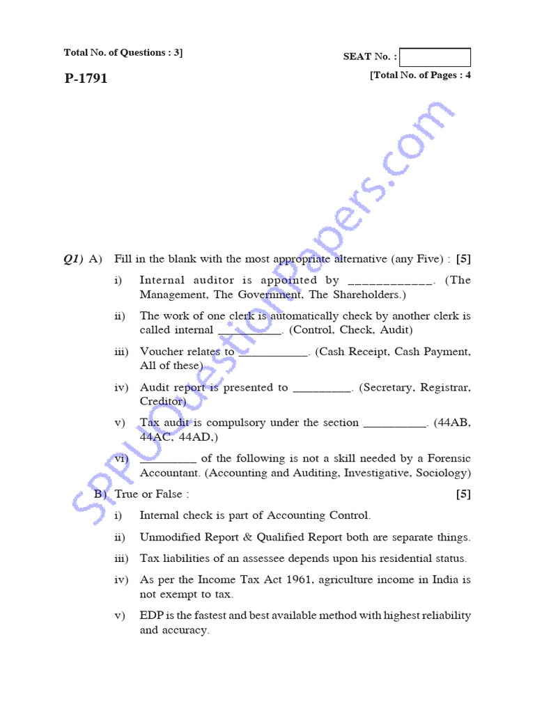 Commerce Bcom Semester-5 2023 April Auditing-Taxation-I-2019-Pattern | PDF | Audit | Taxes