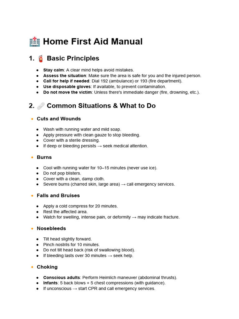 First Aid Guide for Emergencies | PDF | First Aid | Safety