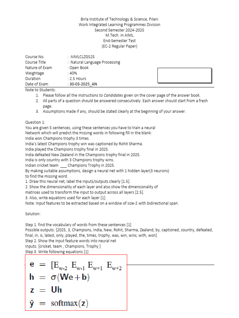 NLP Endsem Regular Paper Solution March 2025 | PDF | Parsing ...