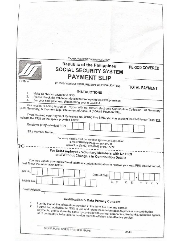 Sss Blank Payment Slip | PDF