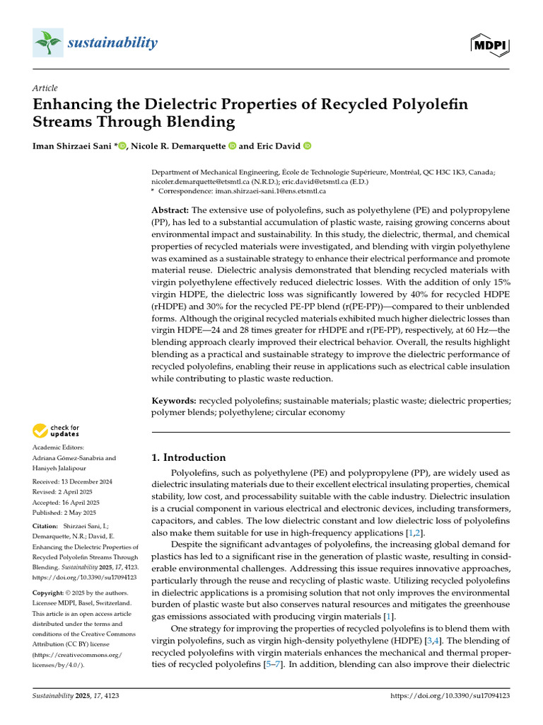 18 Enhancing The Dielectric Properties of Recycled Polyolefin Streams ...