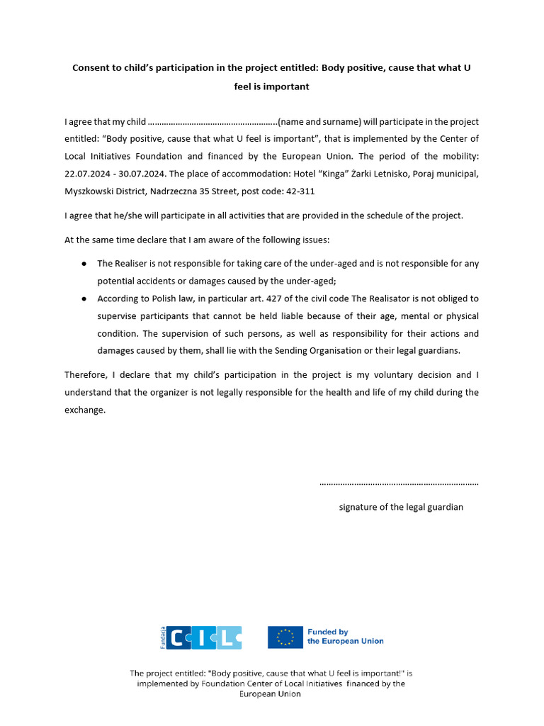Body Positive. Guardian's Consent | PDF