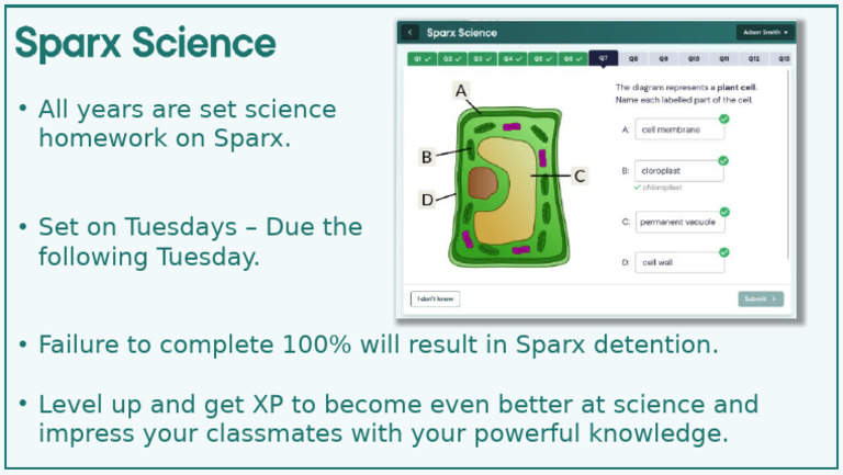 Science Homework Guidelines on Sparx | PDF