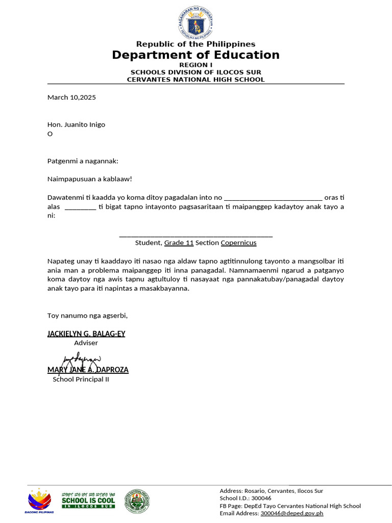 Letter To Parent For Conference Updated Now | PDF