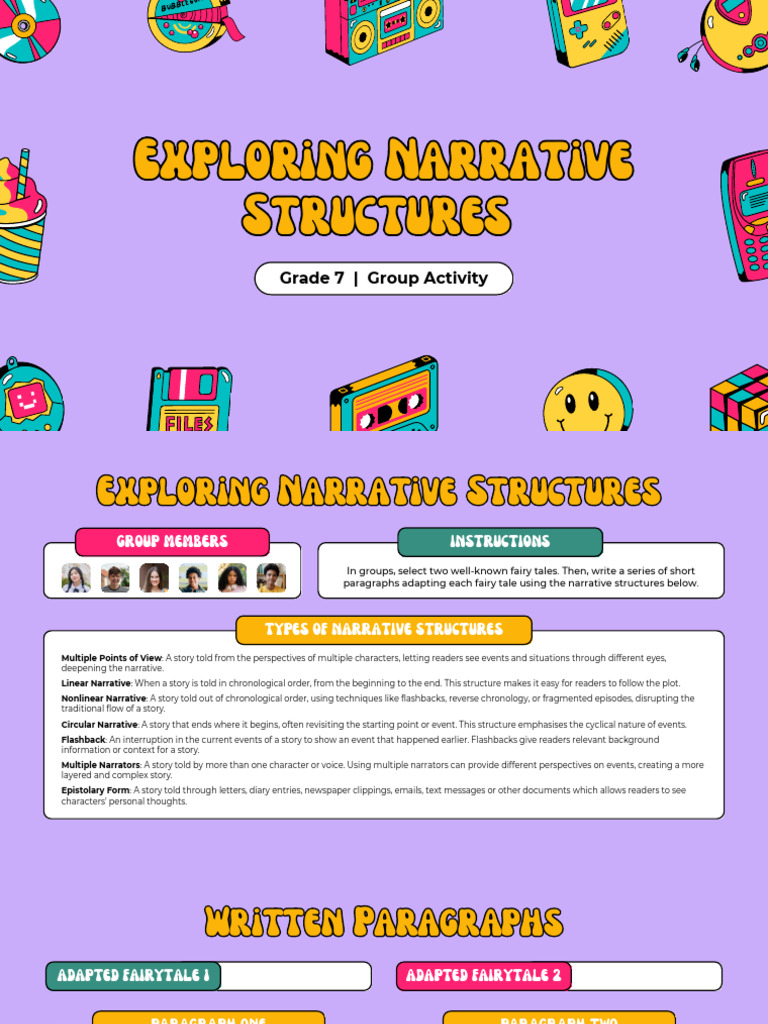 Exploring Narrative Structures Group Activity in Purple Retro 90s Style ...