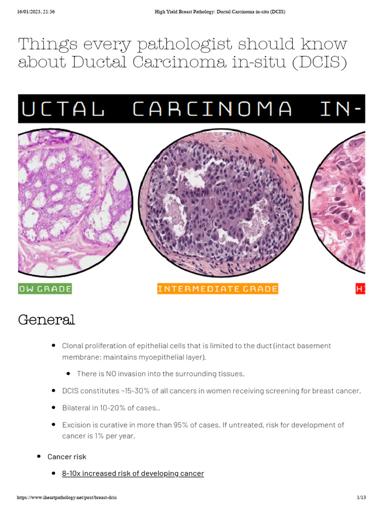 High Yield Breast Pathology - Ductal Carcinoma In-Situ (DCIS) | PDF ...