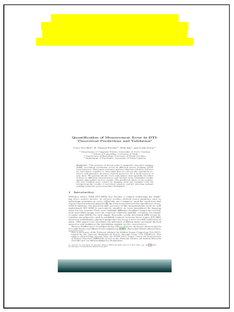 Quantification of Measurement Error in DTI Theoretical Predictions and ...