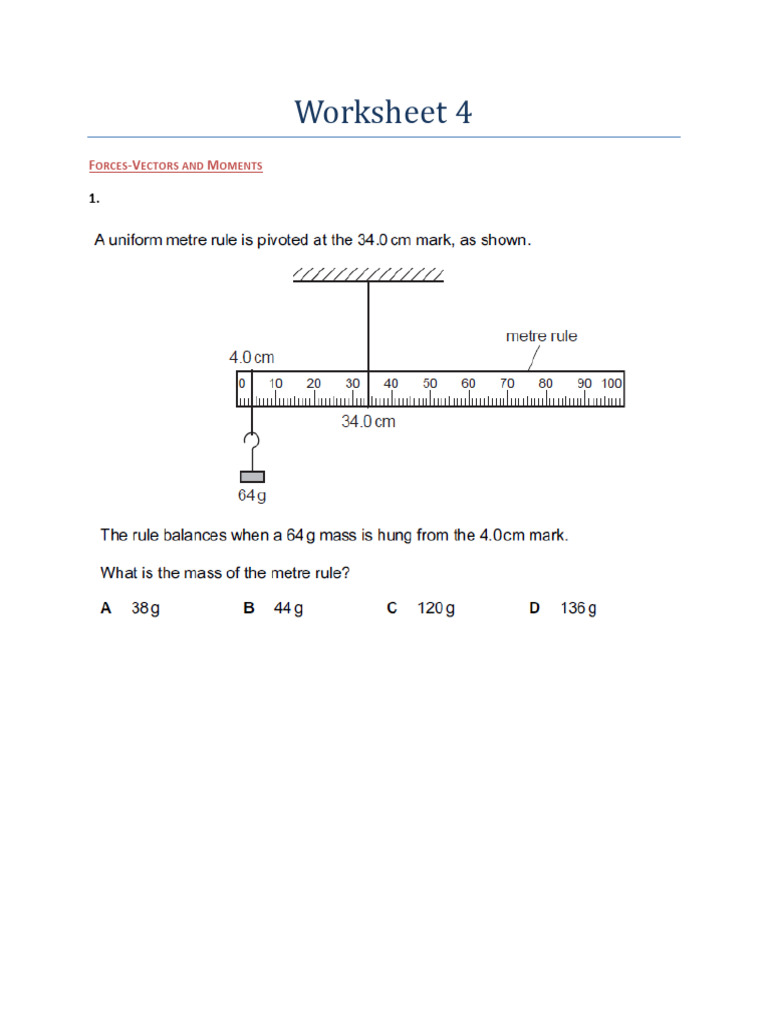 Worksheet For Forces Vectors and Moments - Clean | PDF