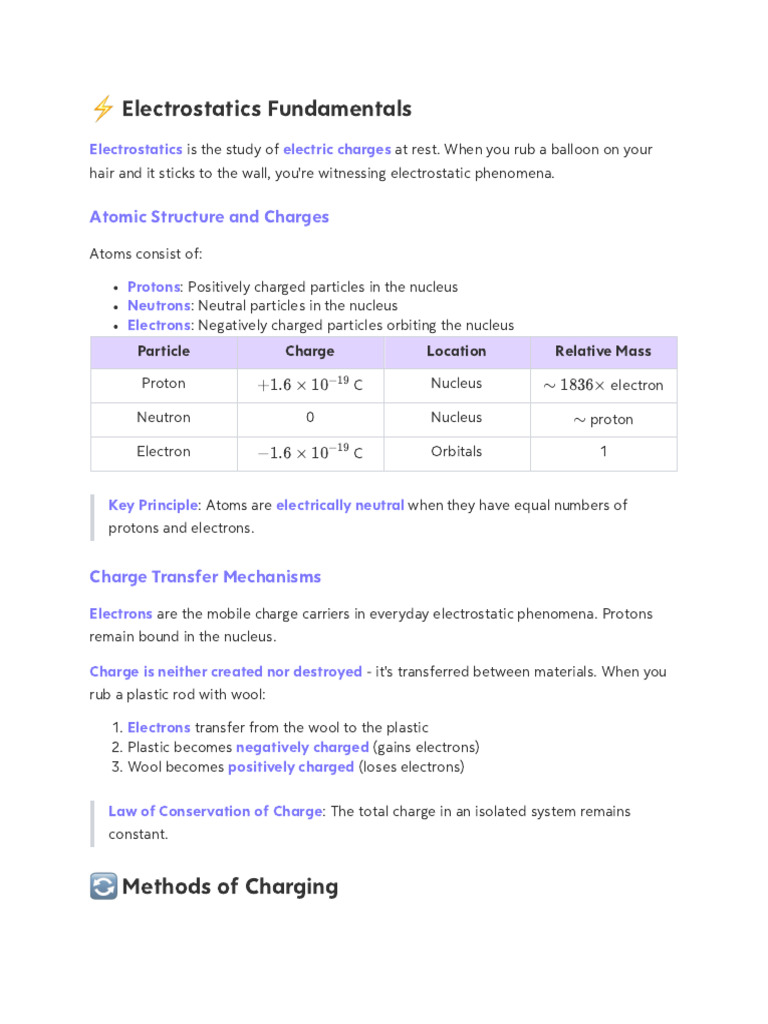 Electrostatics: Charge Transfer Methods | PDF | Electric Charge | Electron