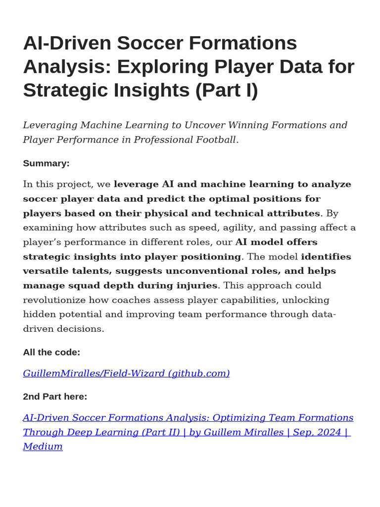 AI Insights on Soccer Player Positioning | PDF | Principal Component ...