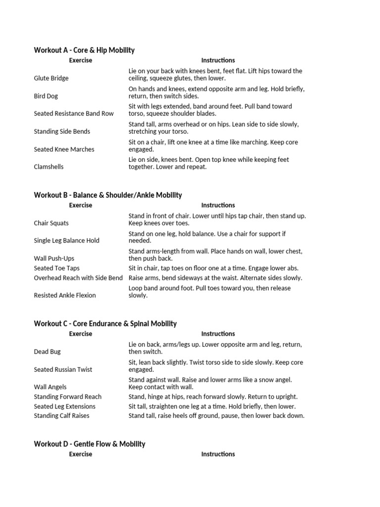 Core, Balance & Mobility Workouts Guide | PDF | Anatomical Terms Of ...