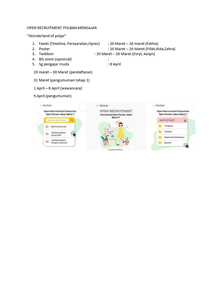 Open Recruitment Polban Mengajar | PDF
