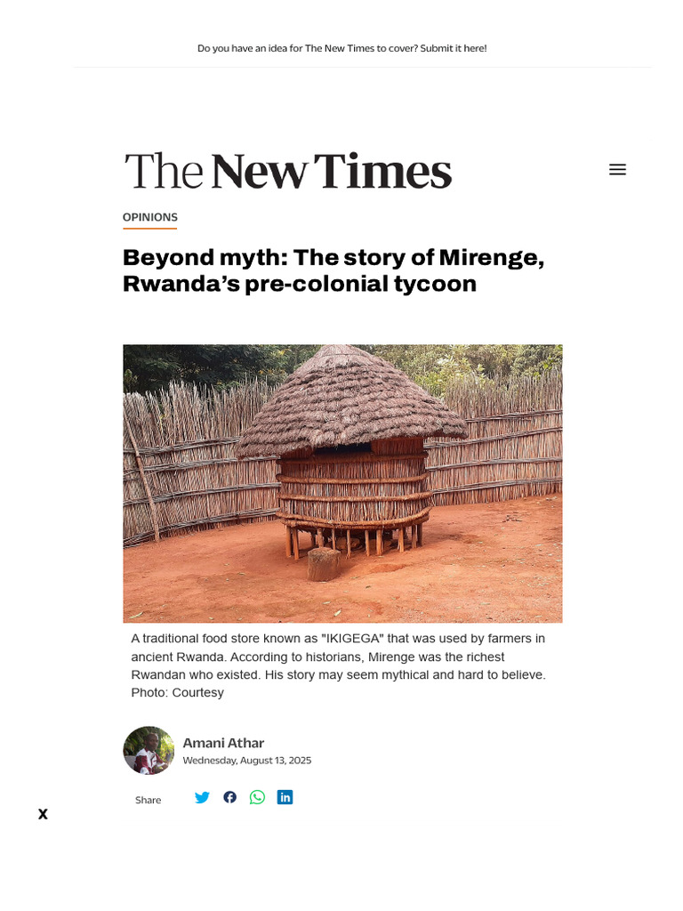Beyond Myth - The Story of Mirenge, Rwanda's Pre-Colonial Tycoon - The ...