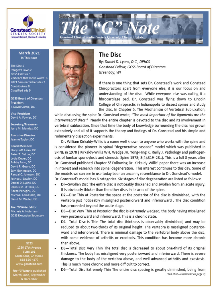 The Disc Daniel D. Lyons D.C. DPHCS | PDF | Vertebra | Musculoskeletal ...