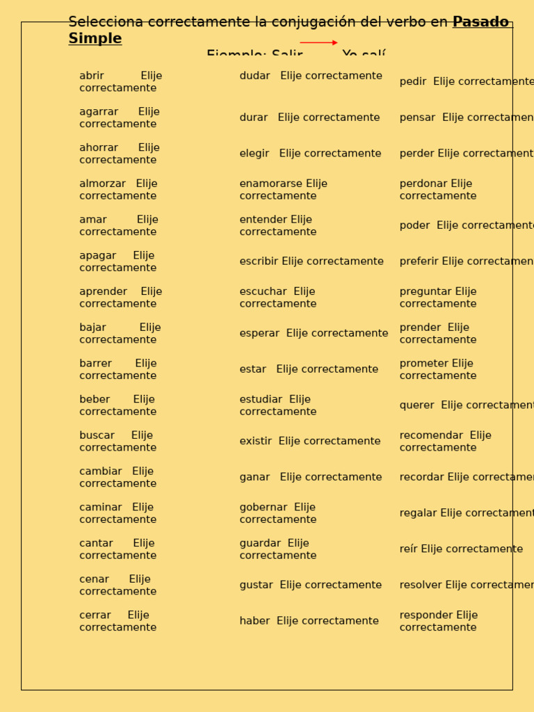 Ejercicio - Pasado Simple | PDF