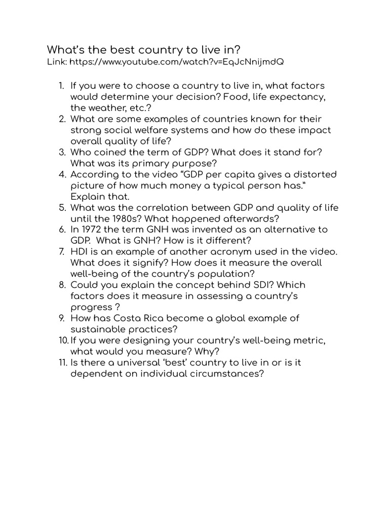 What's The Best Country To Live In? | PDF