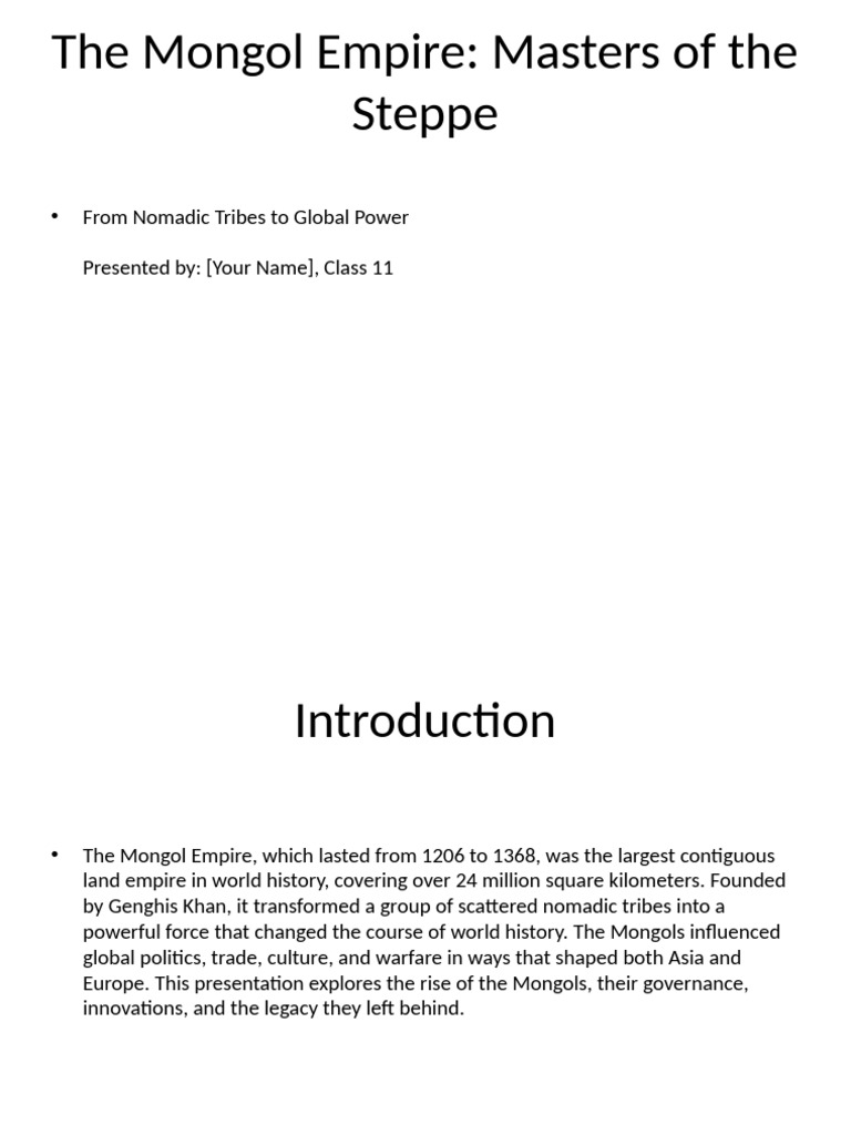 Mongol Empire Presentation | PDF | Mongol Empire | Genghis Khan
