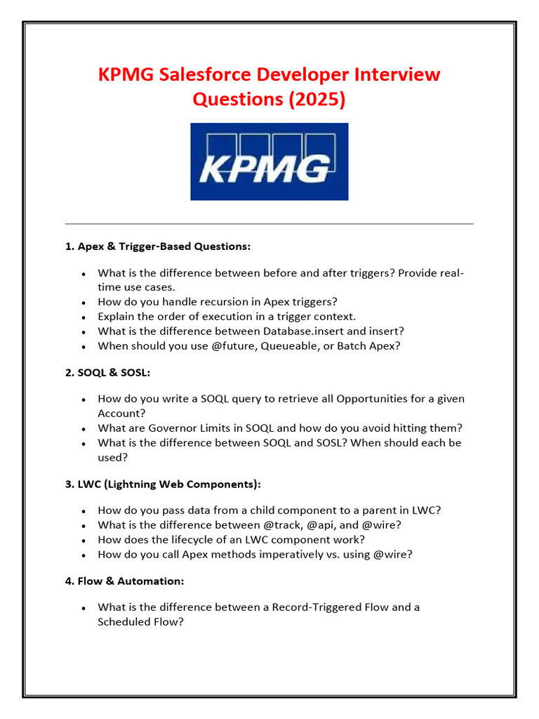 KPMG Salesforce Developer Interview Guide | PDF | Software | Software ...