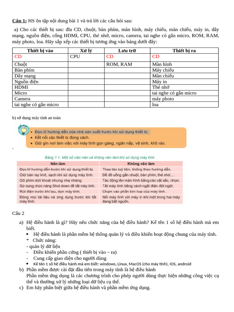 TIN HK 1 Đề Cương Tin Học | PDF