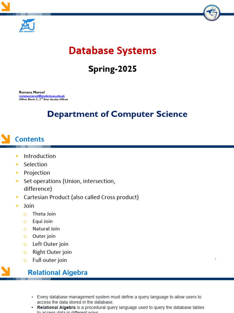DBMS Lec Database Relational Algebra | PDF | Relational Model | Applied Mathematics