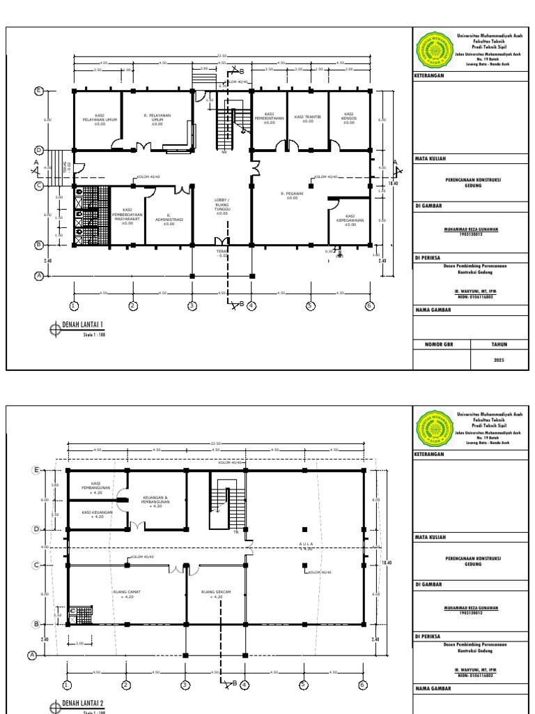 Denah dan Tampak Konstruksi Gedung | PDF