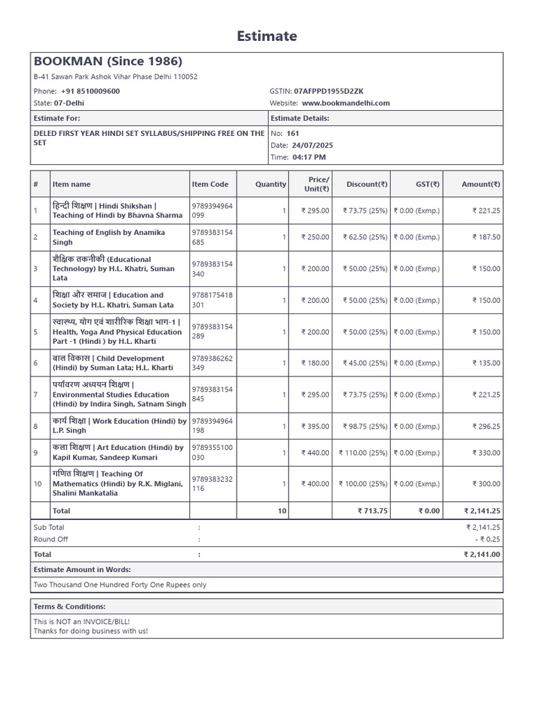 Estimate 161 24 07 25 | PDF | Typographical Symbols | Semiotics