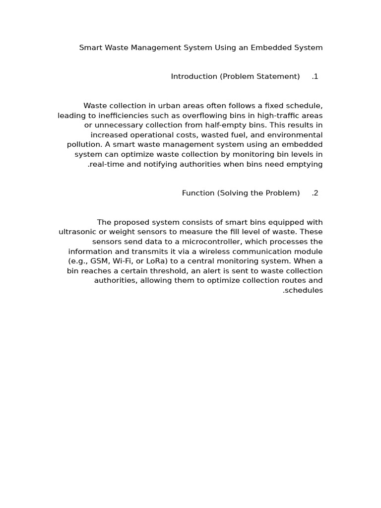 Smart Waste Management System Overview | PDF