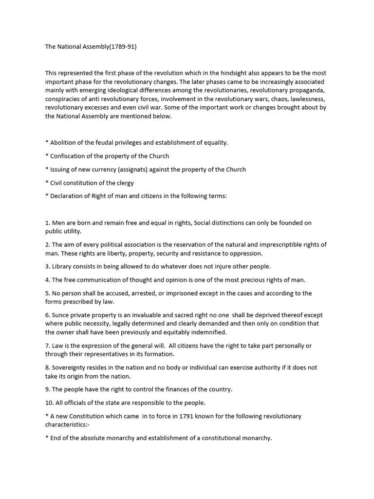 Classroom 0 The National Assembly Notes | PDF | Reign Of Terror ...