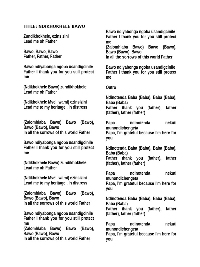 Bawo Lyrics | PDF