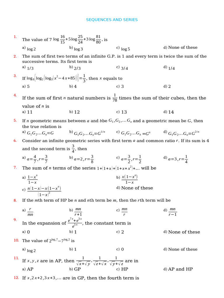 8.sequences and Series | PDF | Elementary Mathematics | Mathematical Analysis