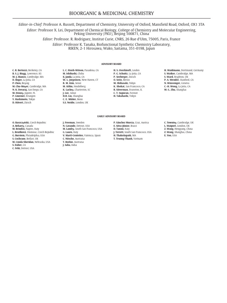 Editorial Board of Bioorganic Chemistry | PDF | Chemistry