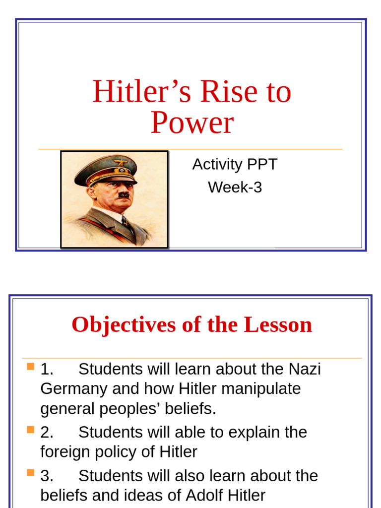Hitler Rise To Power - Activity - Week-3 | PDF