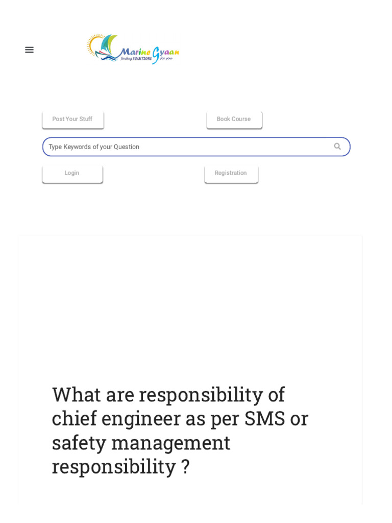 What Are Responsibility of Chief Engineer As Per SMS or Safety ...