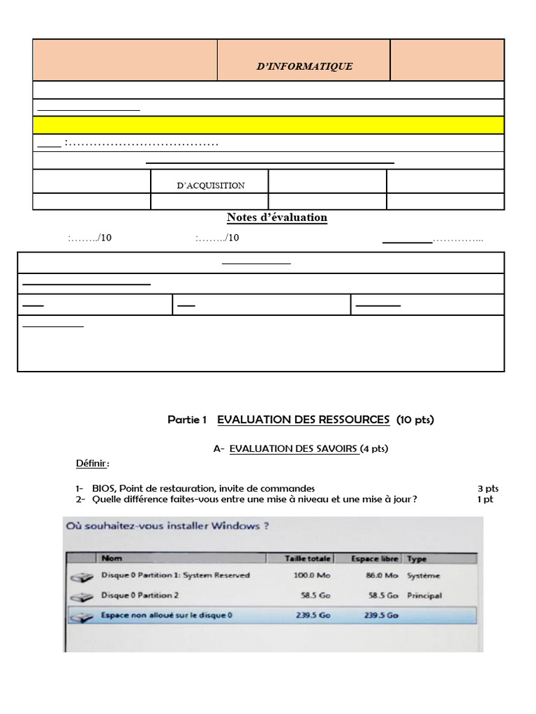 Évaluation Informatique 1re C-D 2020-2021 | PDF | Plate-forme ...