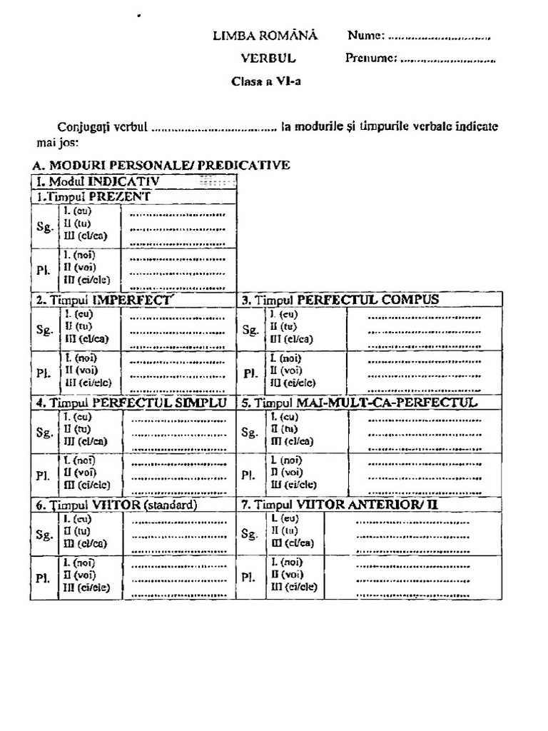 Verb Conjugation Exercise | PDF