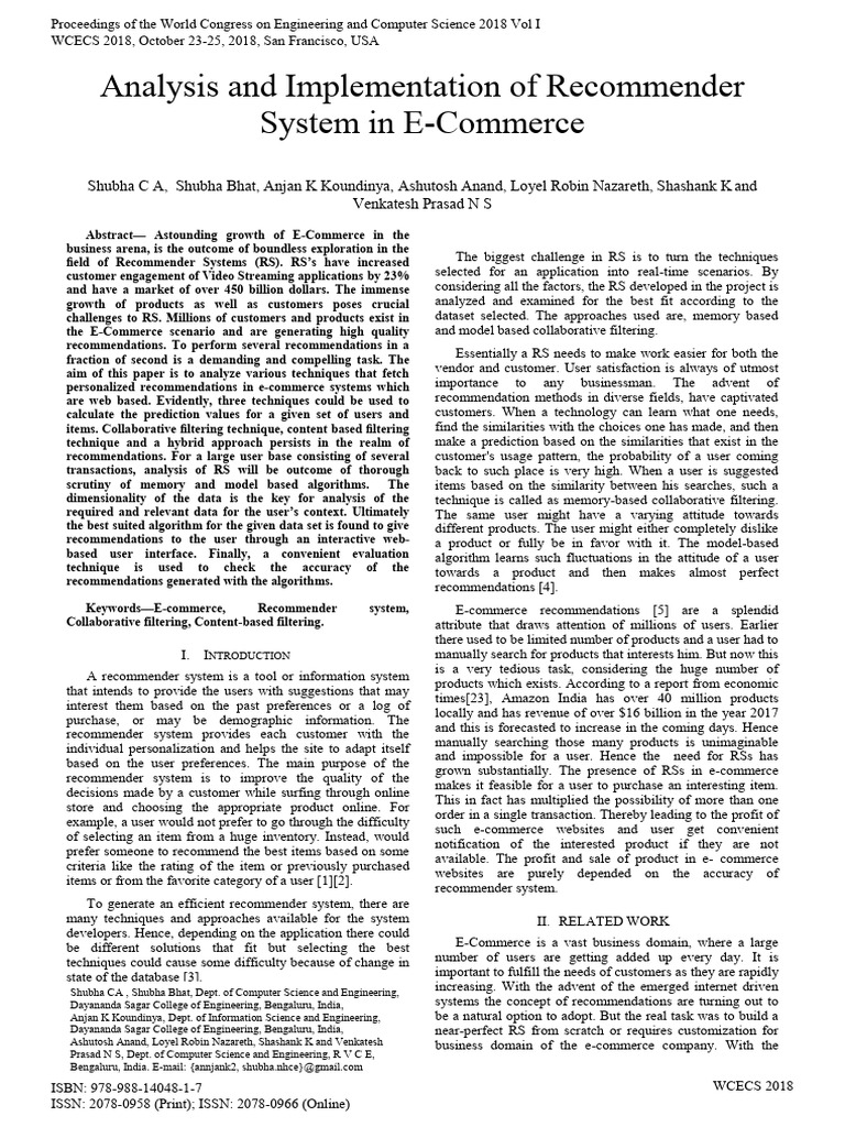 Analysis and Implementation of Recommend | PDF | Computing ...